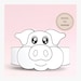 Pig Paper Coloring Crown, Animal Paper Hat for Kids, Instant Download ...