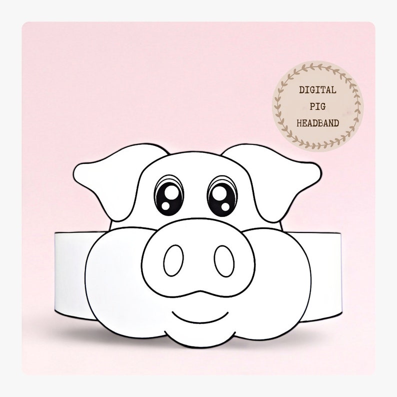 Pig Paper Coloring Crown, Animal Paper Hat for Kids, Instant Download ...