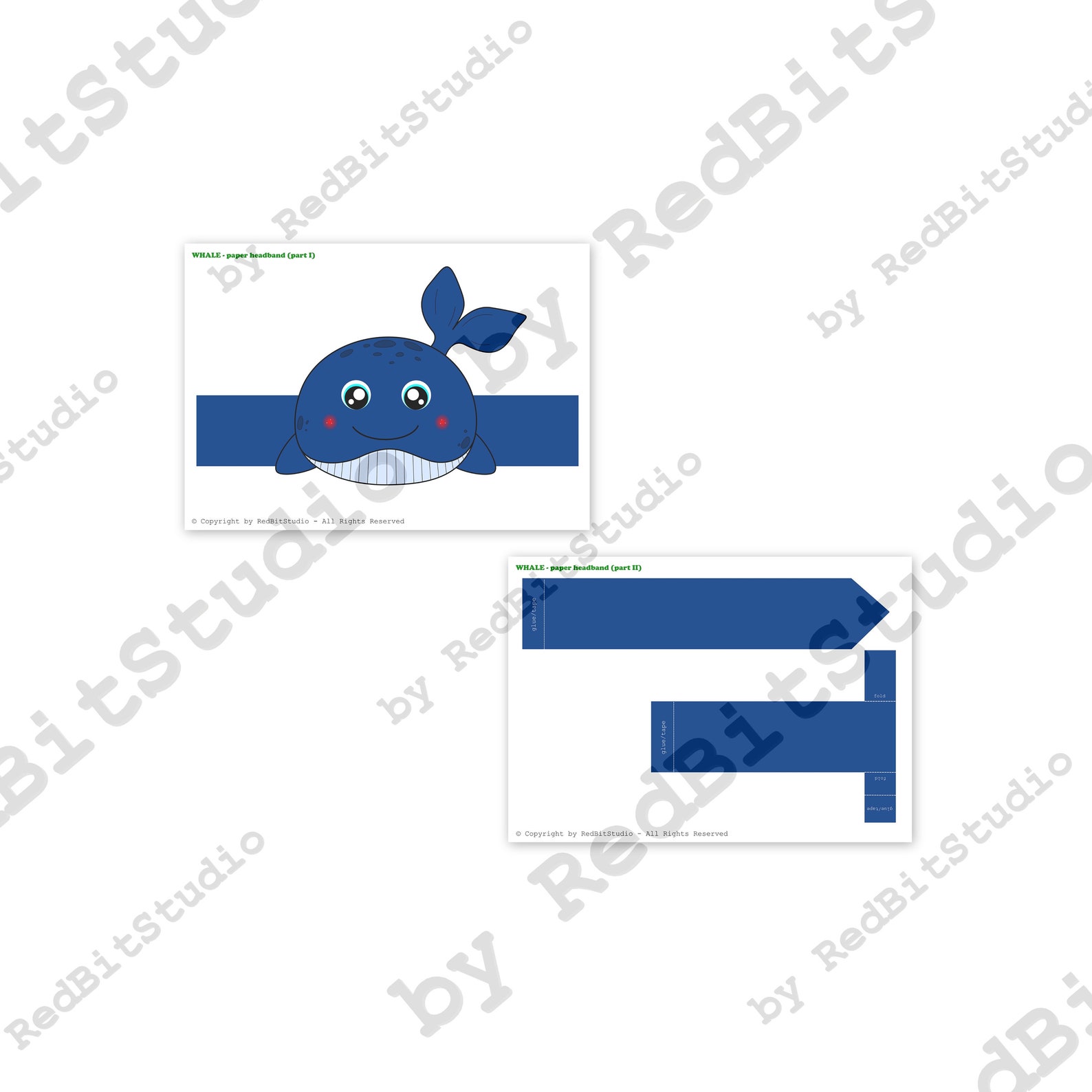 Whale Paper Crown, Animal Paper Hat for Kids, Instant Download Paper ...