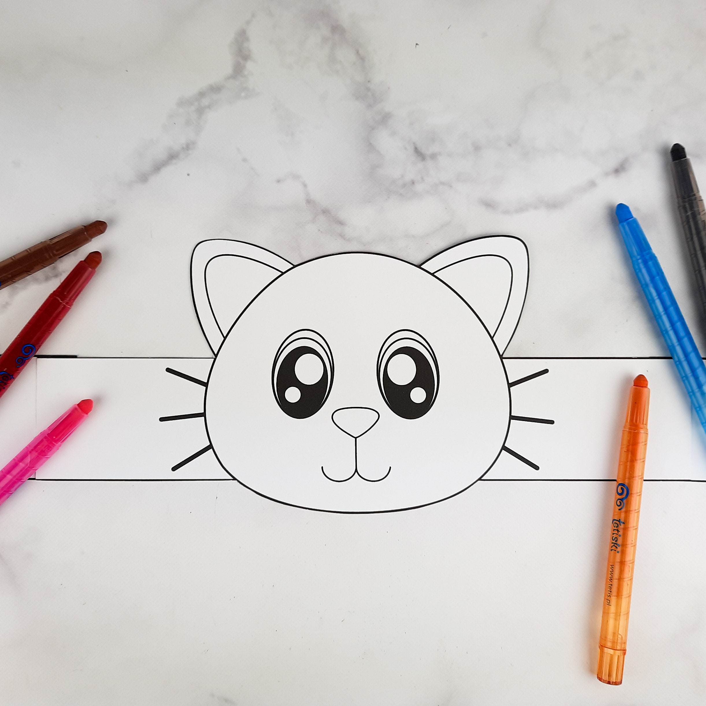 Cat Paper Coloring Crown, Animal Paper Hat for Kids, Instant Download ...