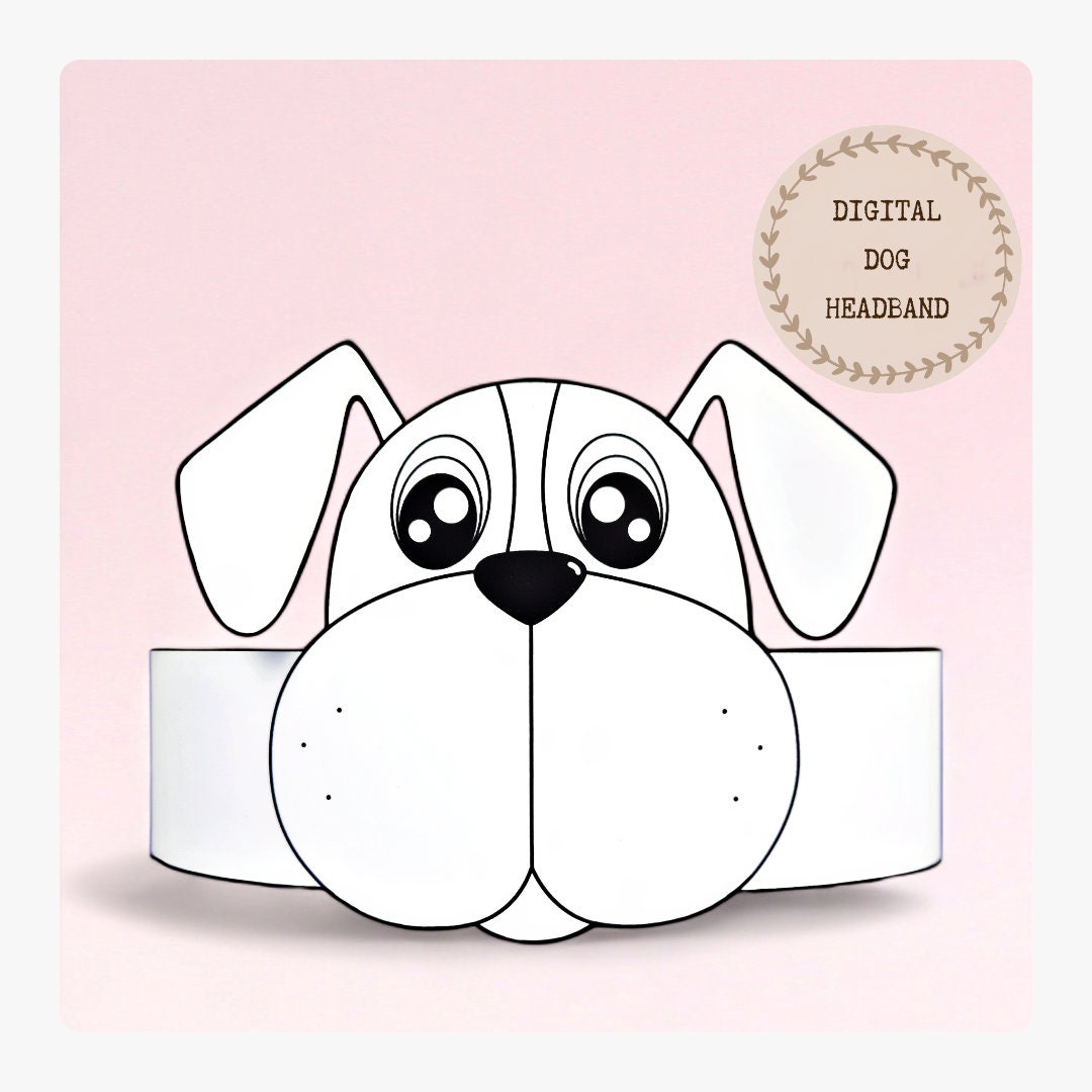 Dog Paper Coloring Crown, Animal Paper Hat for Kids, Instant Download ...