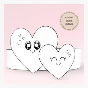 Hearts Paper Coloring Crown,valentine's Day Hat for Kids,instant ...
