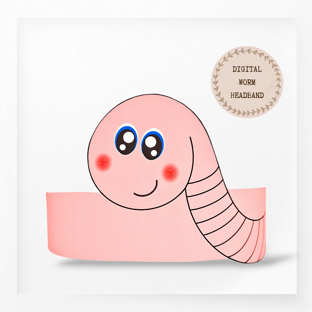 Worm Paper Crown, Animal Paper Hat for Kids, Instant Download Paper ...