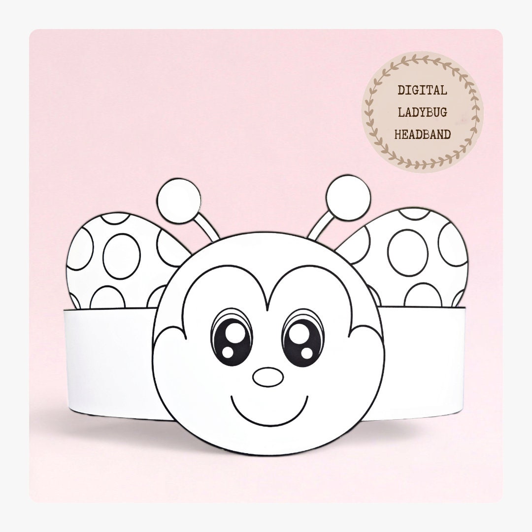 Ladybug Paper Coloring Crown, Animal Paper Hat for Kids, Instant ...