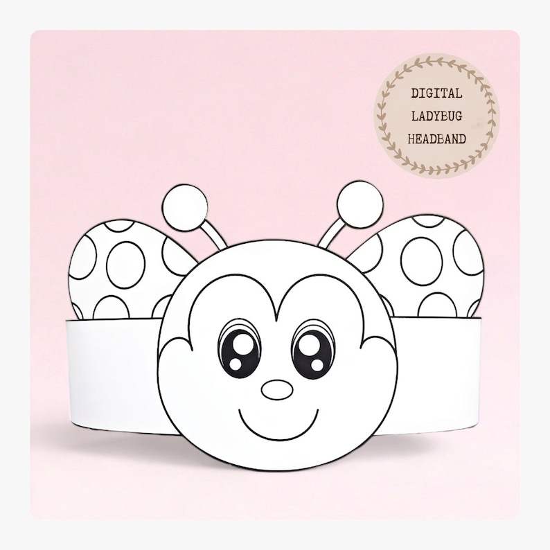 Ladybug Paper Coloring Crown, Animal Paper Hat for Kids, Instant ...