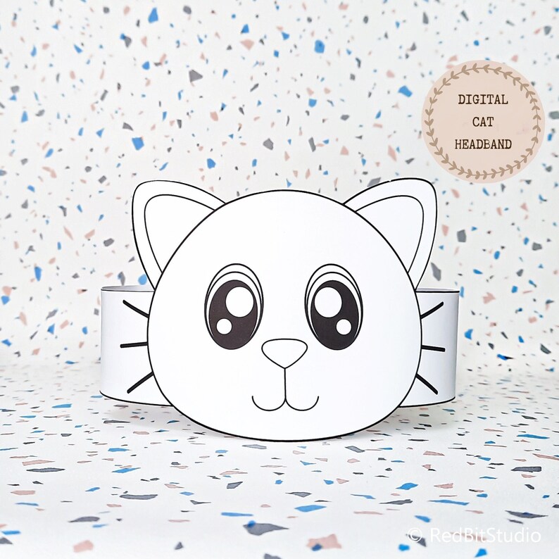 Cat Paper Coloring Crown, Animal Paper Hat for Kids, Instant Download ...