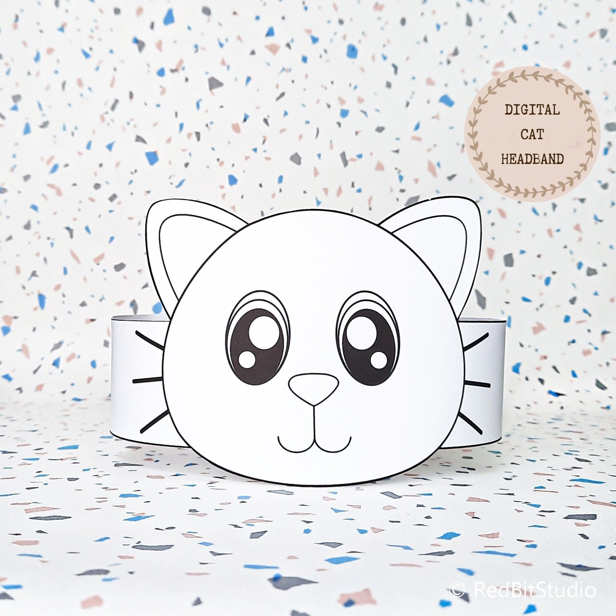 Cat Paper Coloring Crown, Animal Paper Hat for Kids, Instant Download ...