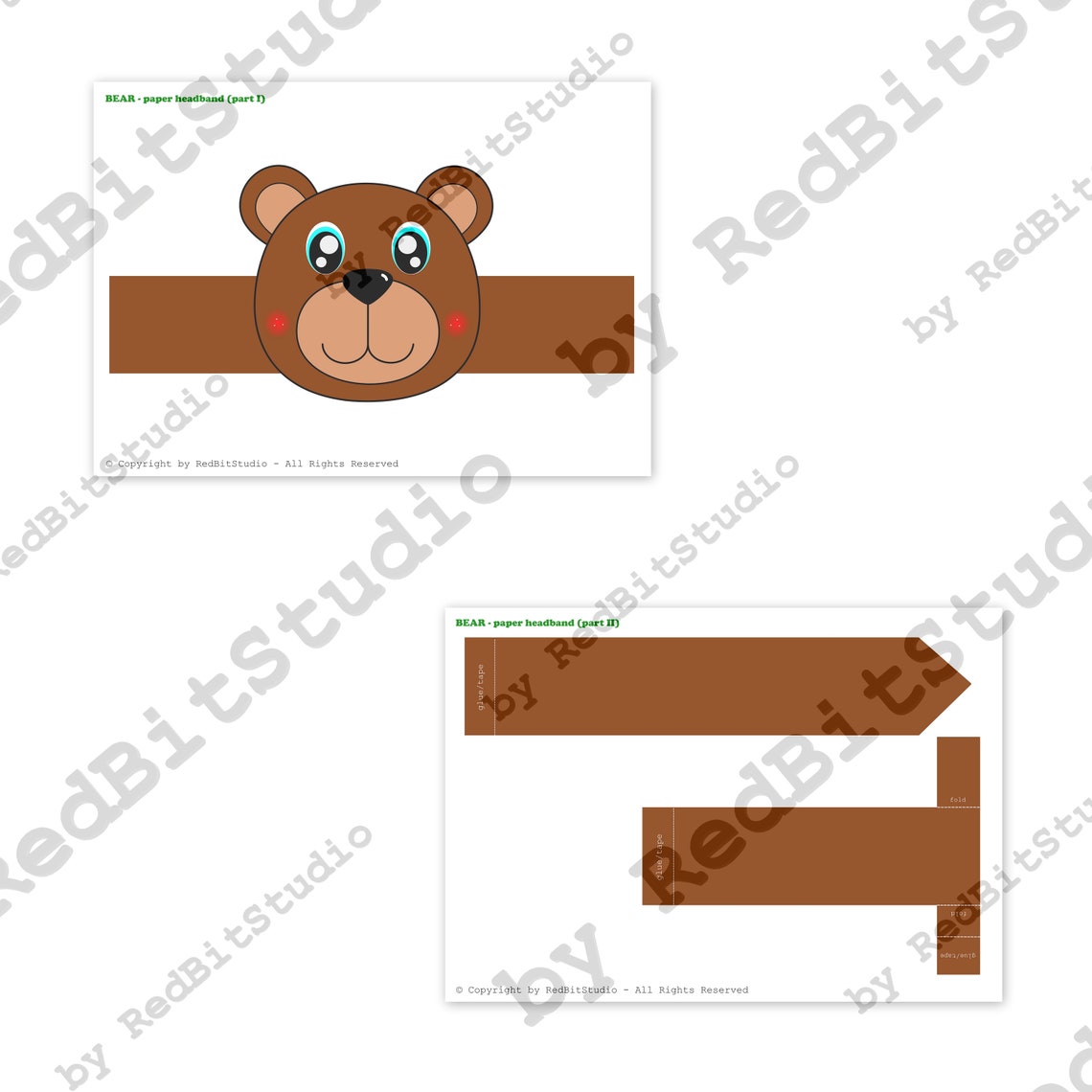 Bear Paper Crown, Animal Paper Hat for Kids, Instant Download Paper ...