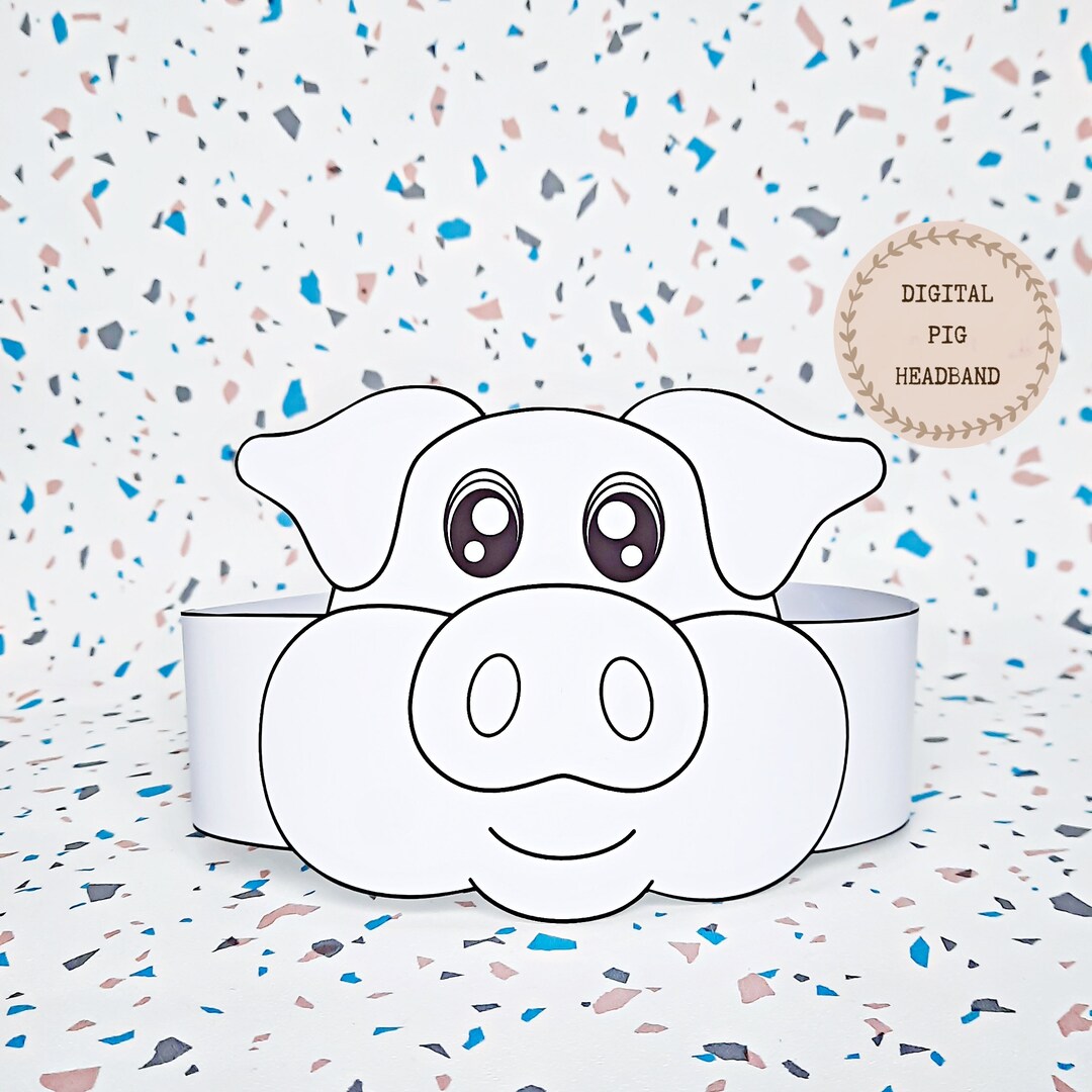 Pig Paper Coloring Crown, Animal Paper Hat for Kids, Instant Download ...