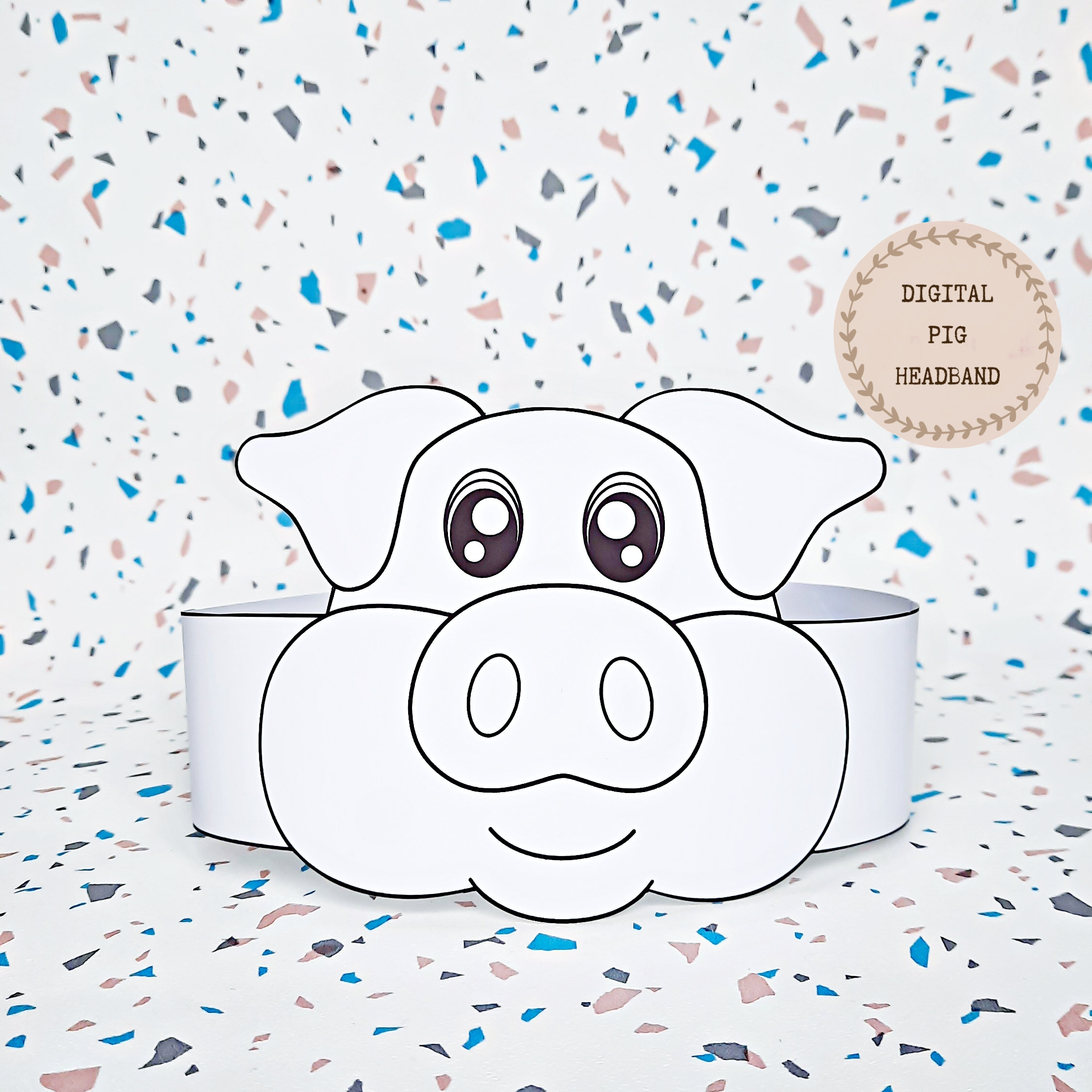 Pig Paper Coloring Crown, Animal Paper Hat for Kids, Instant Download ...