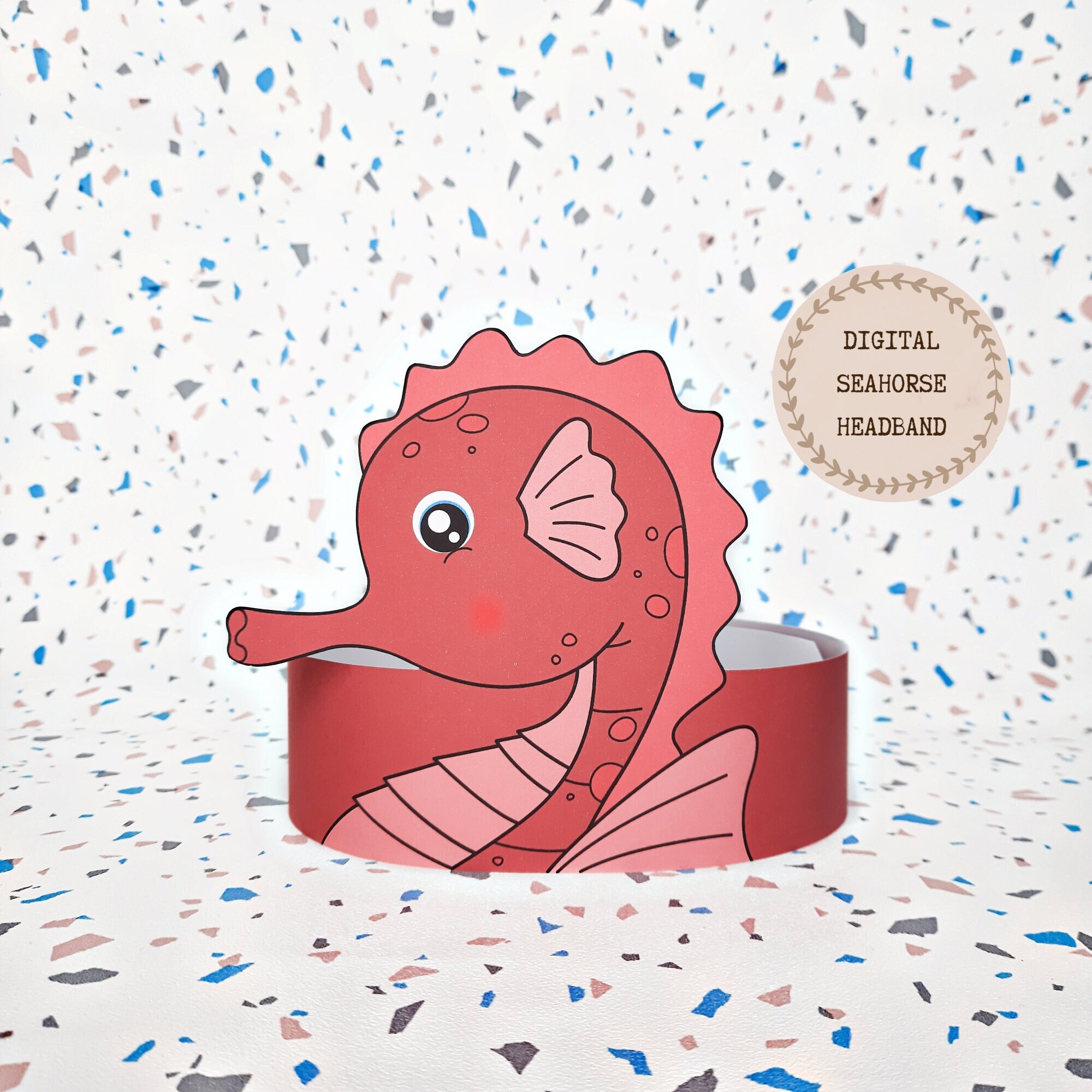 Seahorse Paper Crown Animal Paper Hat for Kids Instant - Etsy