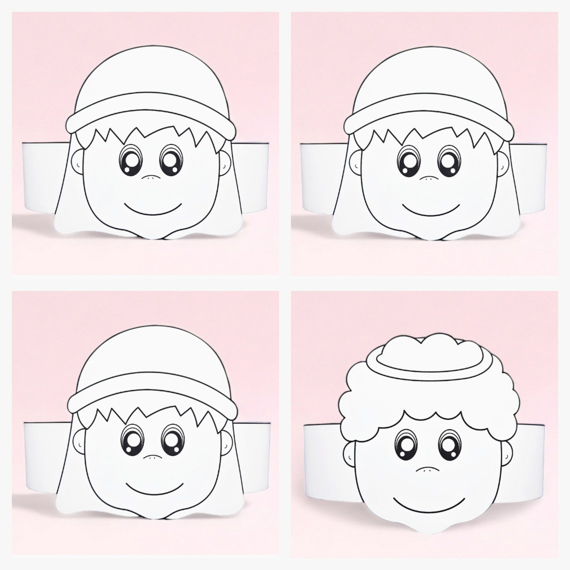 Christmas Story Paper Coloring Crowns, Christmas Paper Hats for Kids ...
