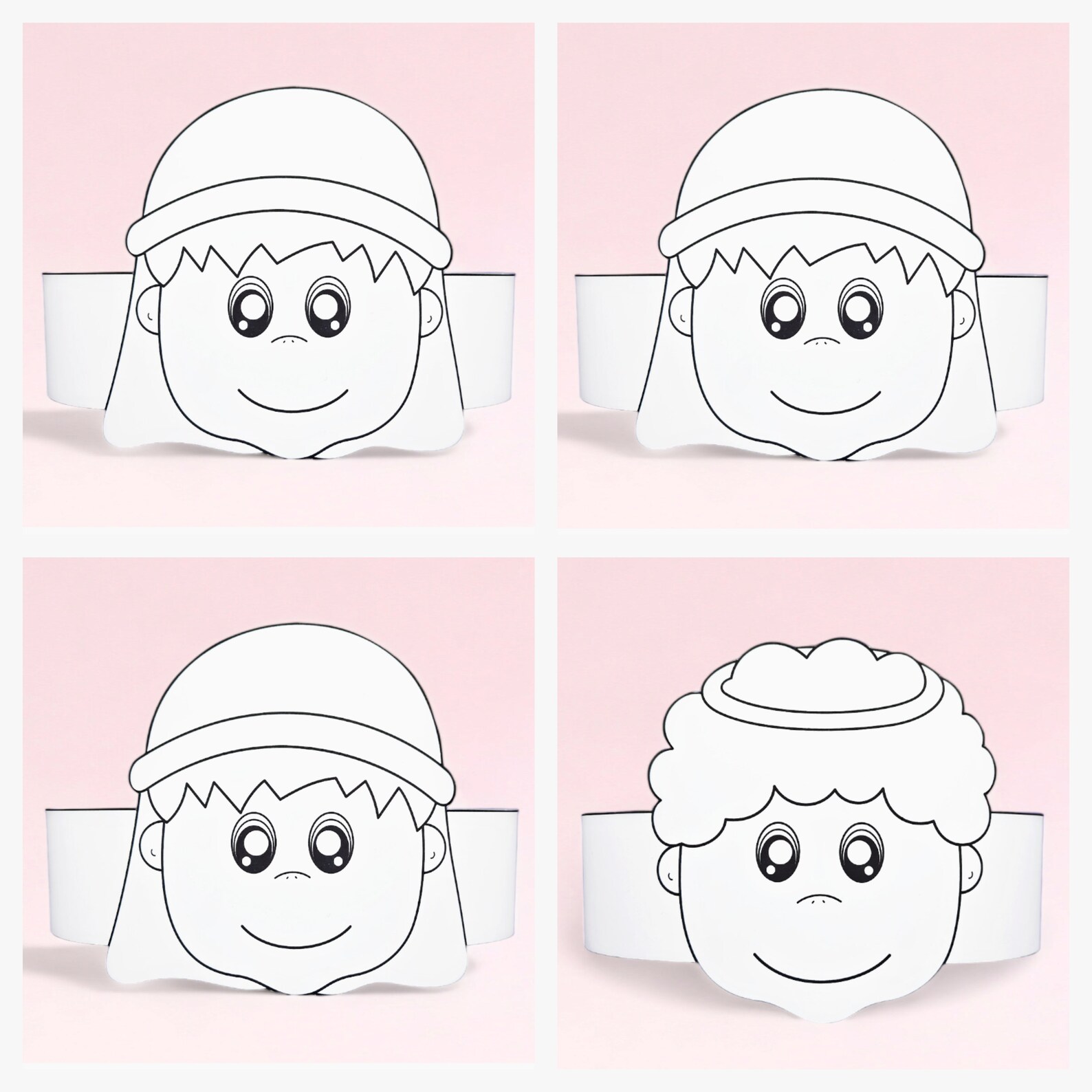 Christmas Story Paper Coloring Crowns, Christmas Paper Hats for Kids ...