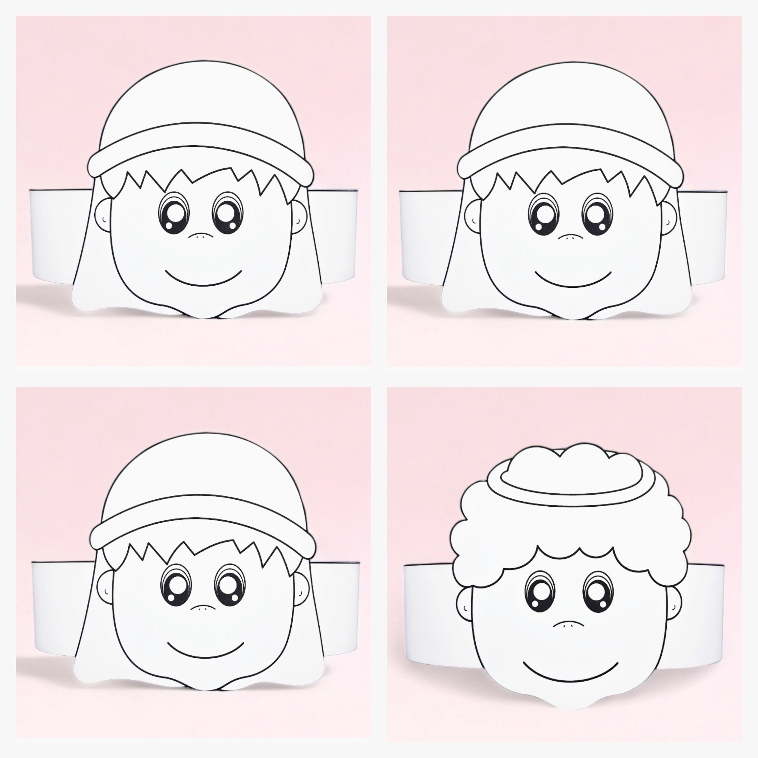 Christmas Story Paper Coloring Crowns, Christmas Paper Hats for Kids ...