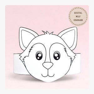 Wolf Paper Coloring Crown, Animal Paper Hat for Kids, Instant Download ...