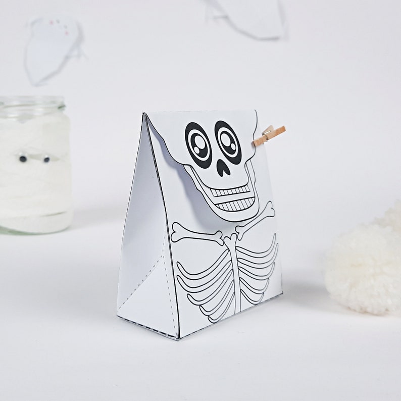 Skeleton Gift Box Printable, Favor Box Halloween, Template to Assemble ...