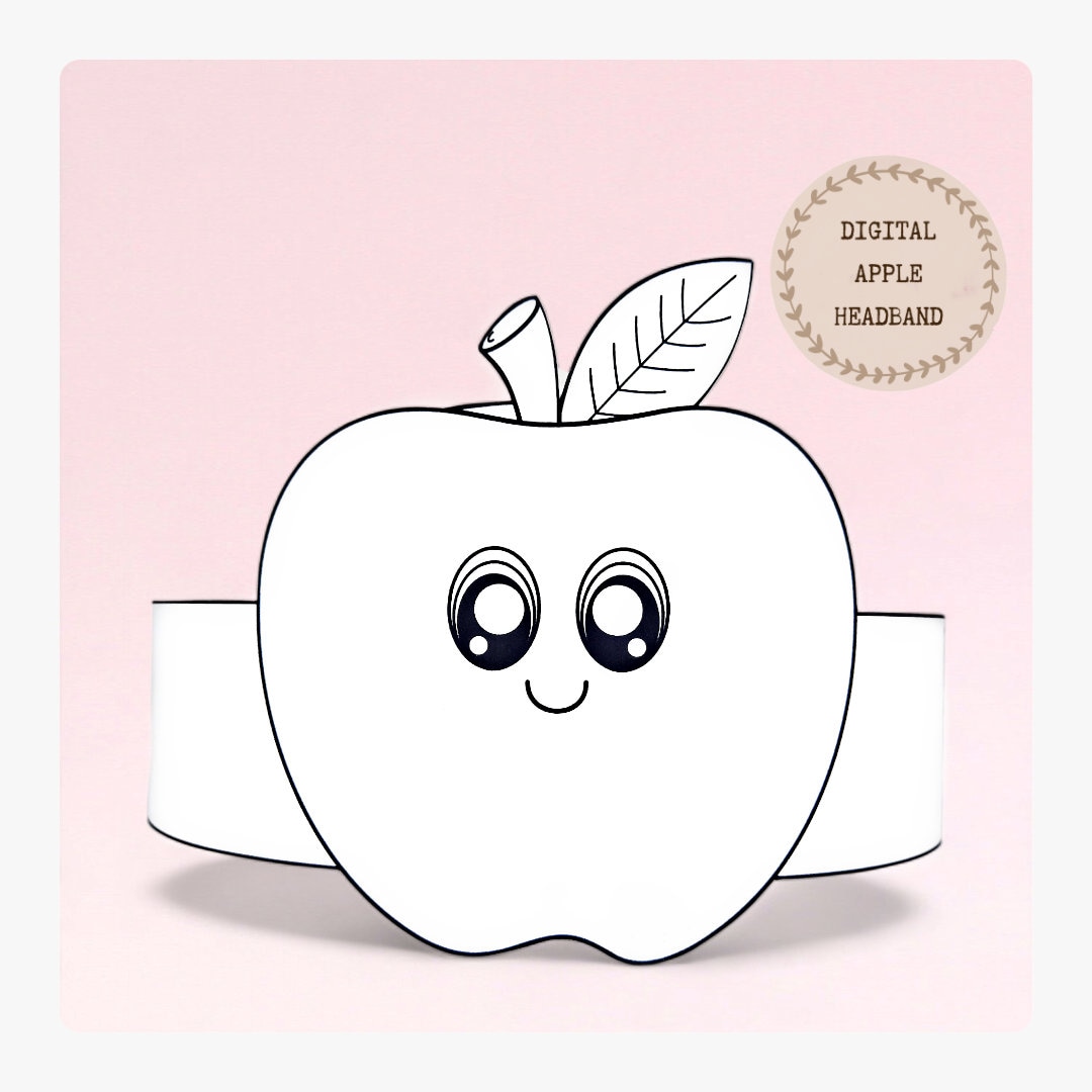 Apple Paper Coloring Crown,fruit Paper Hat for Kids, Instant Download ...