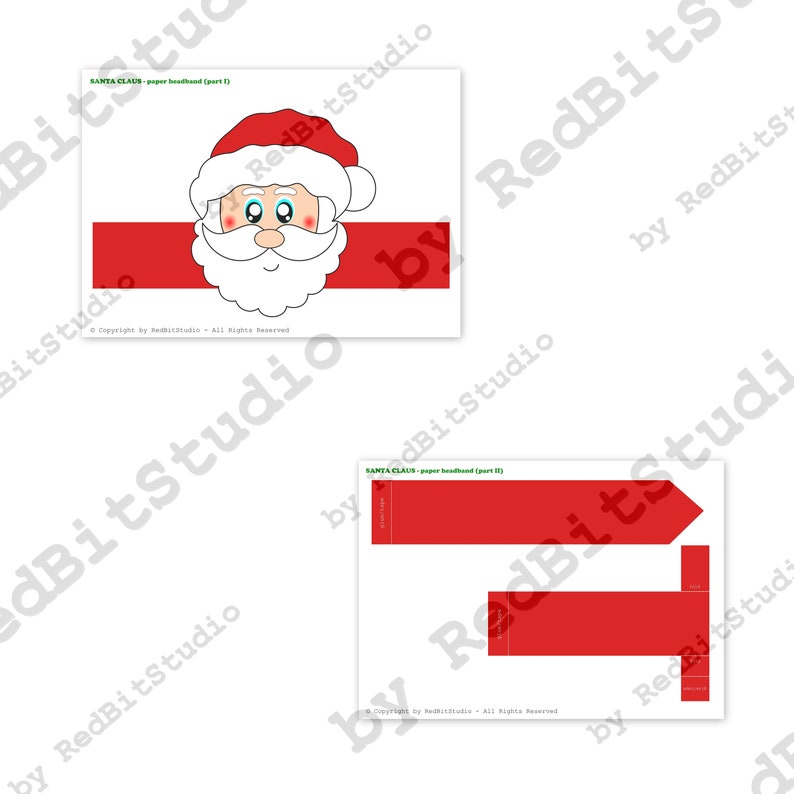 Santa Claus Paper Crown, Christmas Paper Hat for Kids, Instant Download ...