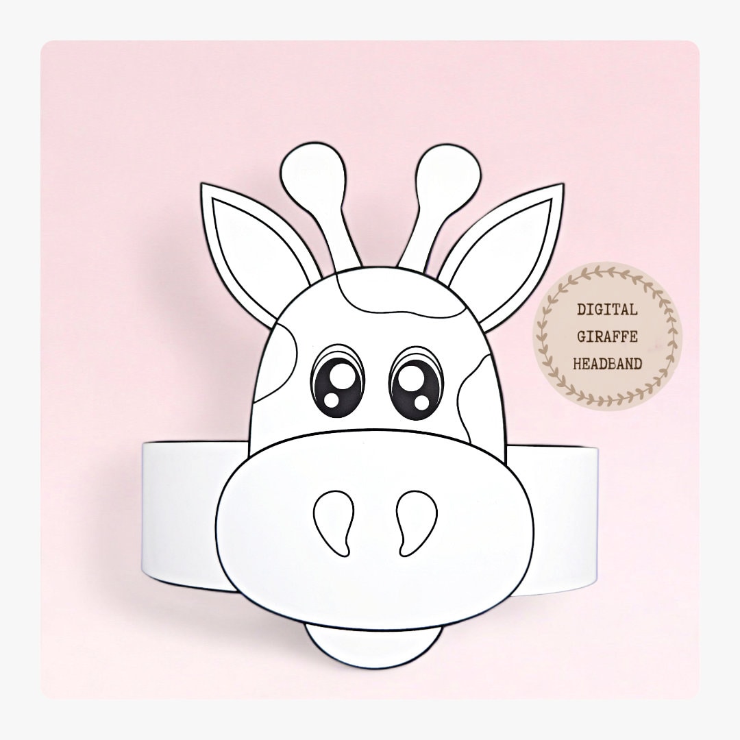 Giraffe Paper Coloring Crown, Animal Paper Hat for Kids, Instant ...
