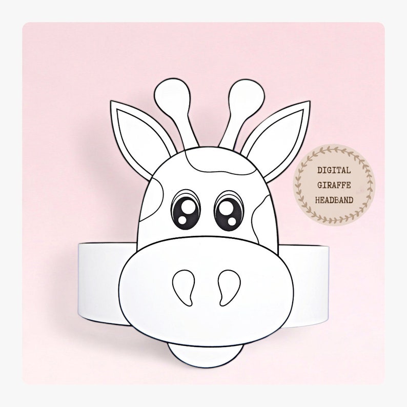 Giraffe Paper Coloring Crown, Animal Paper Hat for Kids, Instant ...