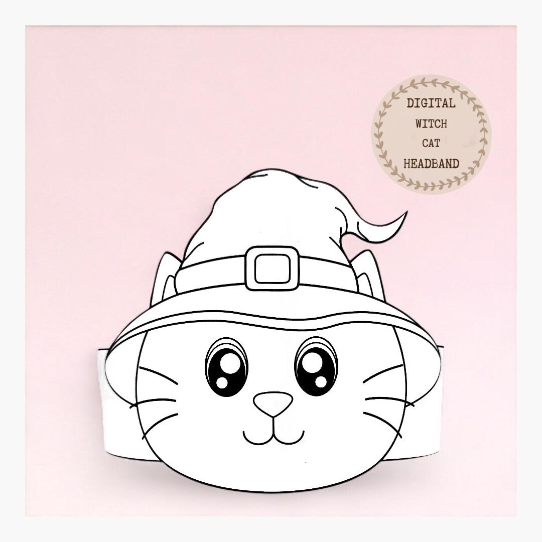 Witch Cat Paper Coloring Crown,halloween Hat for Kids,instant Download ...