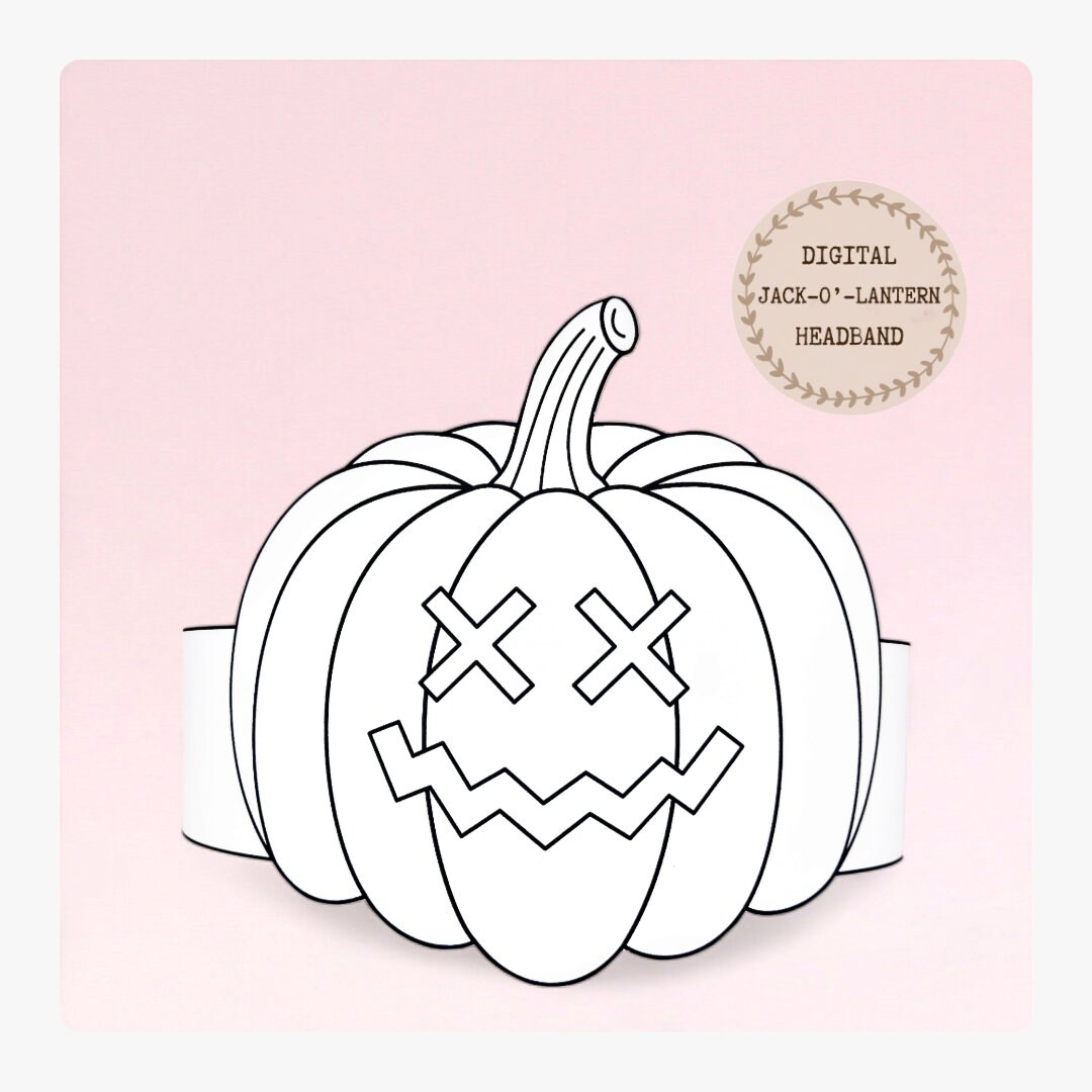 Jack-o'-lantern Paper Coloring Crown,halloween Paper Hat for Kids ...