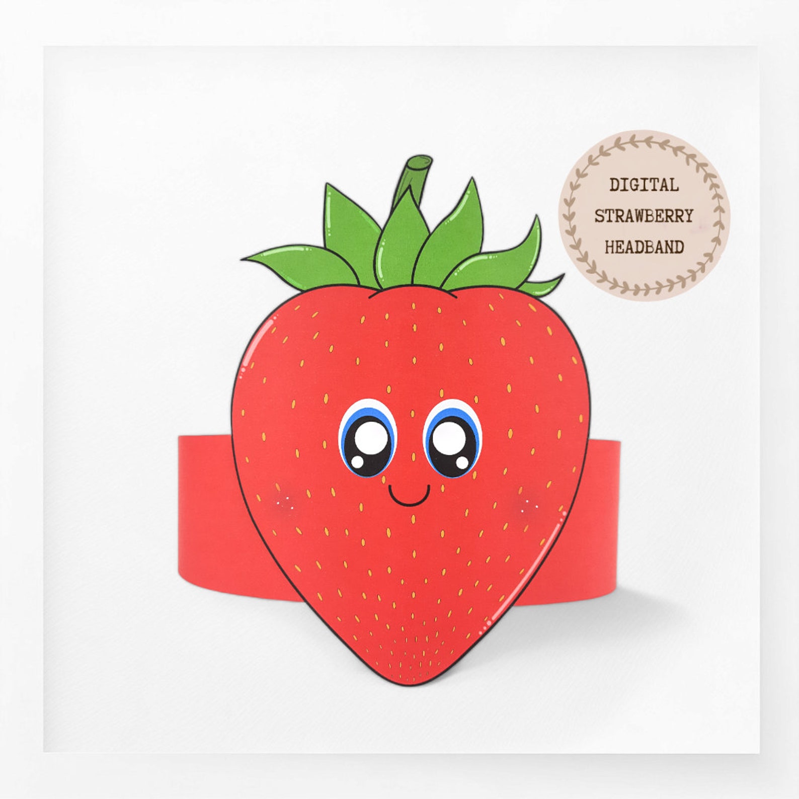 Strawberry Paper Crown,fruit Paper Hat for Kids, Instant Download Paper ...