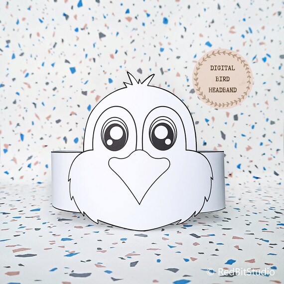 Bird Paper Coloring Crown Animal Paper Hat for Kids Instant - Etsy
