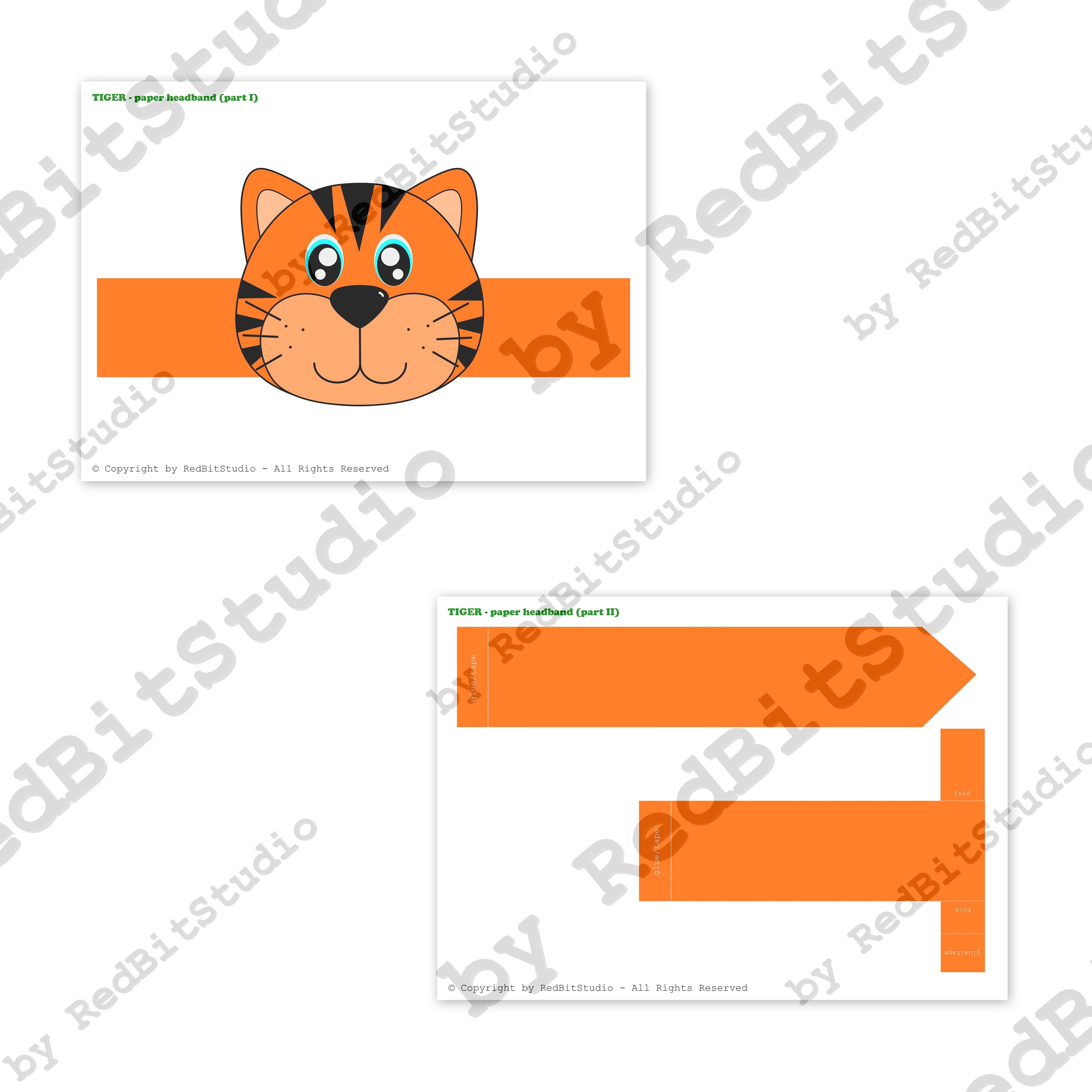 Tiger Paper Crown, Animal Paper Hat for Kids, Instant Download Paper ...