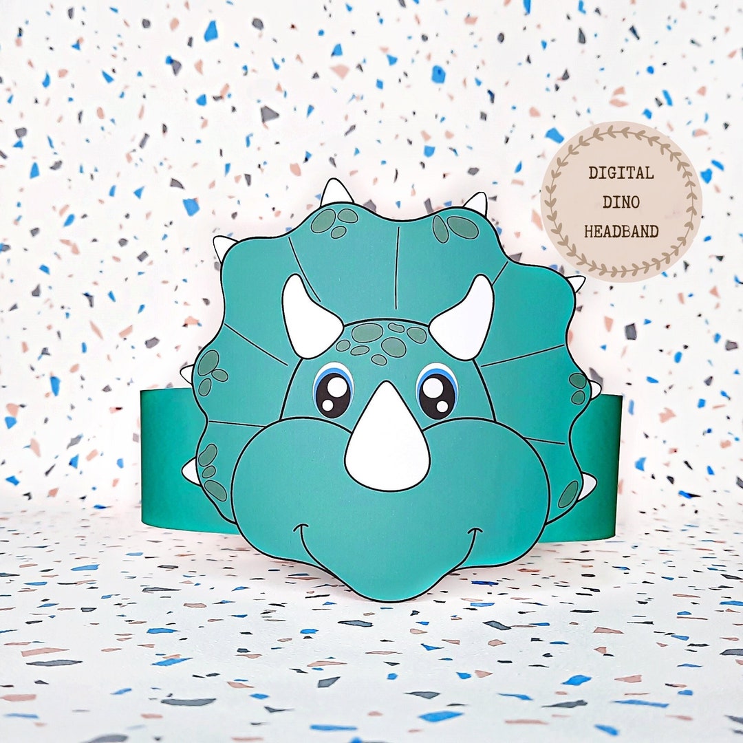 Dinosaur Paper Crown, Triceratops Paper Hat for Kids, Instant Download ...