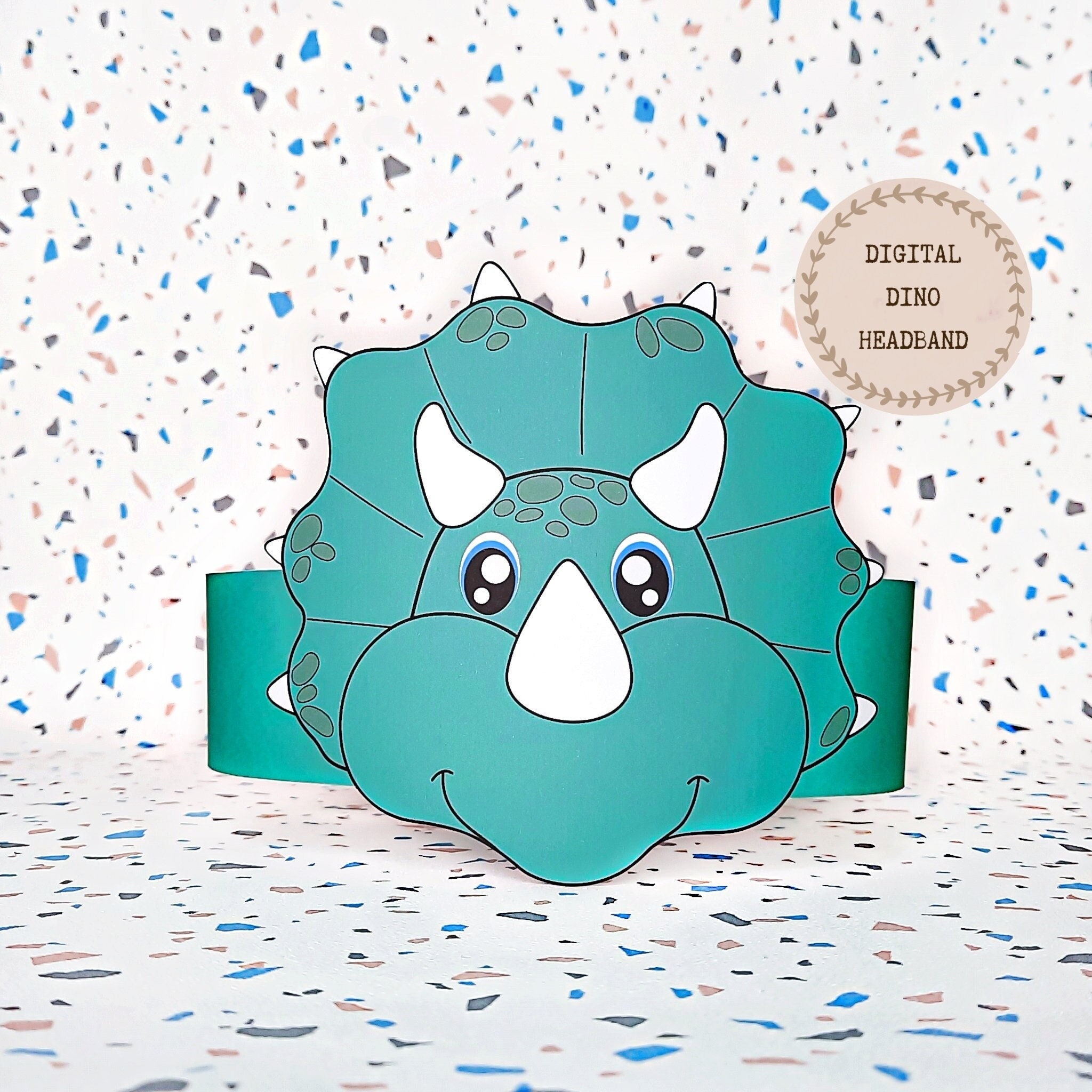 Dinosaur Paper Crown, Triceratops Paper Hat for Kids, Instant Download ...