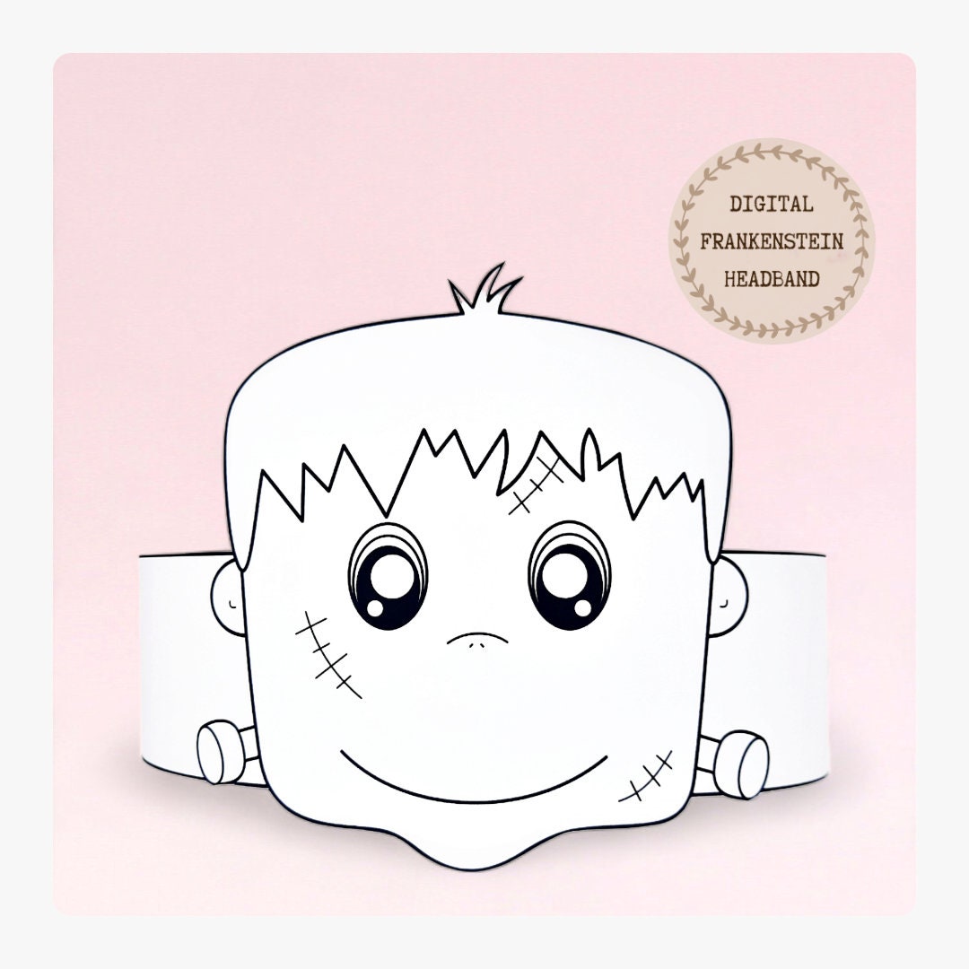Frankenstein Paper Coloring Crown,halloween Paper Hat for Kids,instant ...