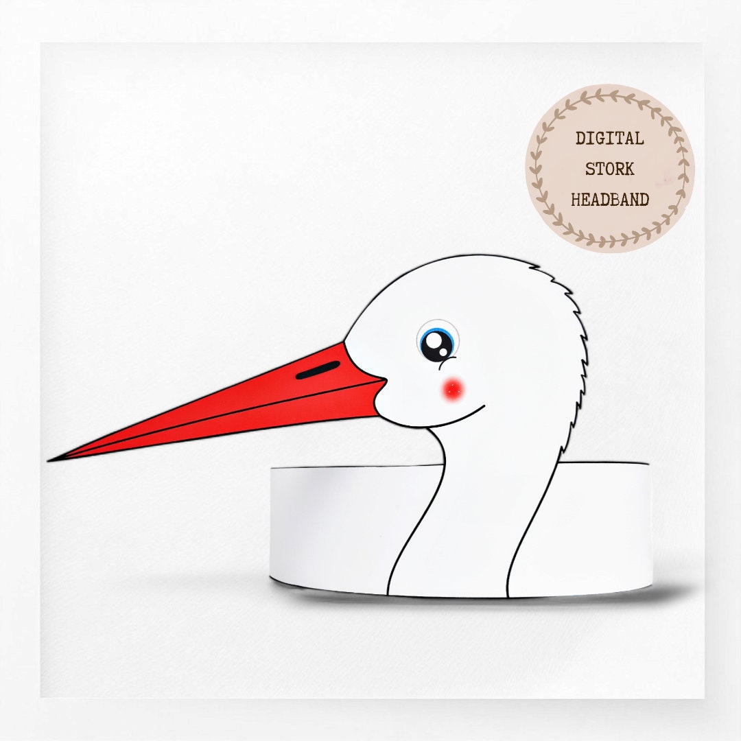 Stork Paper Crown, Animal Paper Hat for Kids, Instant Download Paper ...