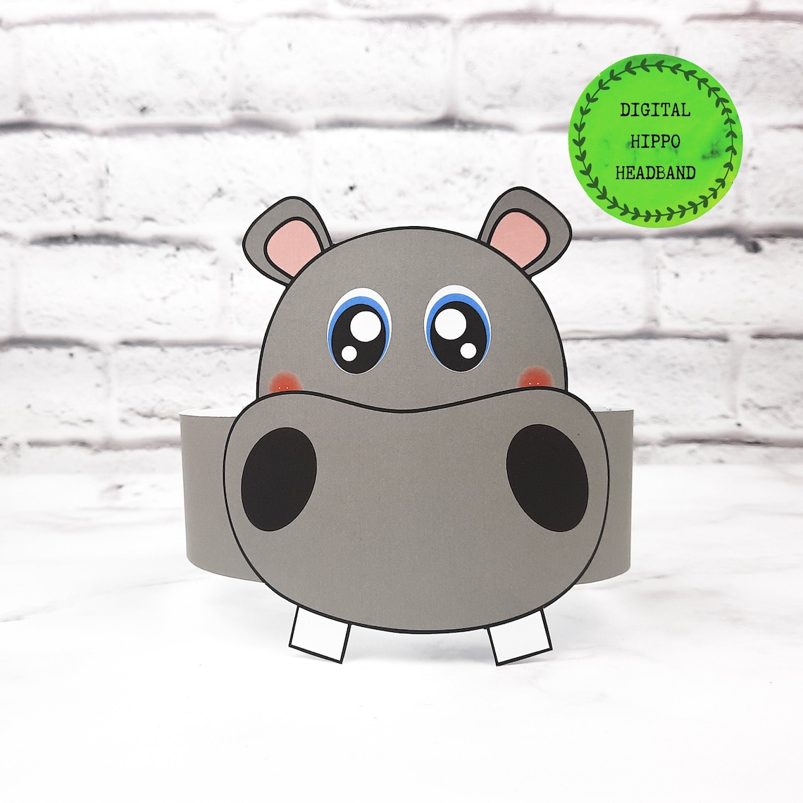 Hippo paper crown Animal paper hat for kids instant download | Etsy