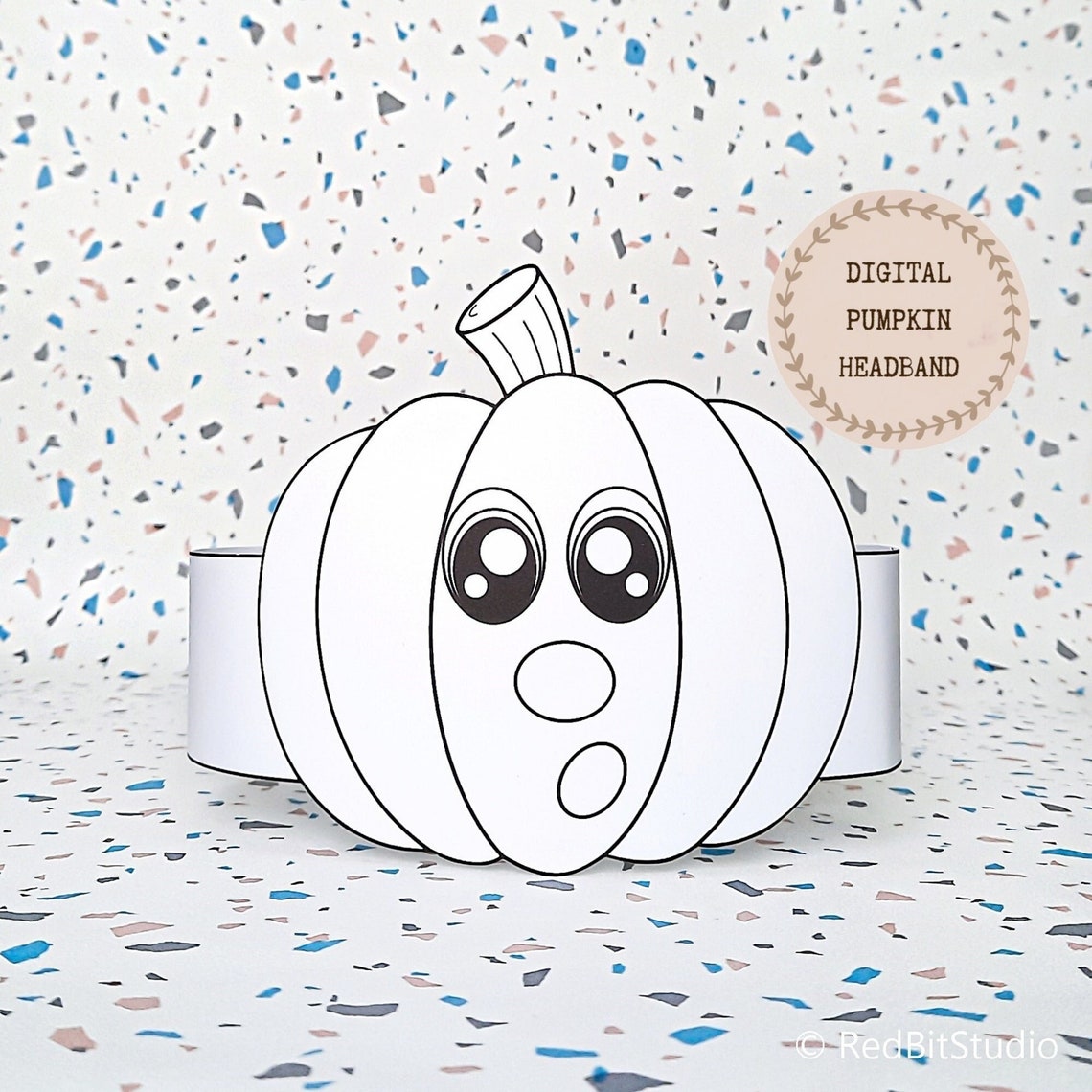 Pumpkin Paper Coloring Crown, Halloween Hat for Kids, Instant Download ...