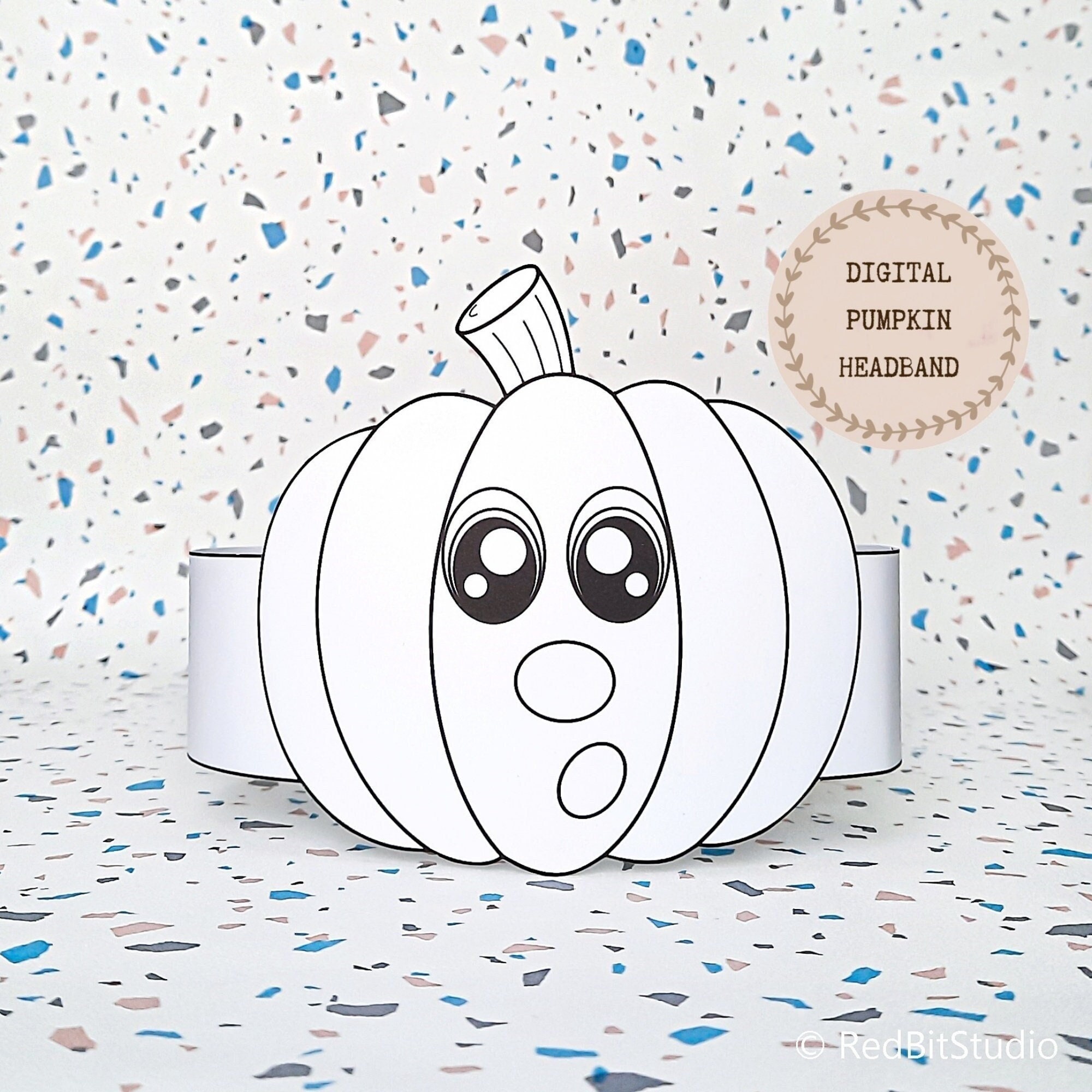 Pumpkin Paper Coloring Crown, Halloween Hat for Kids, Instant Download ...