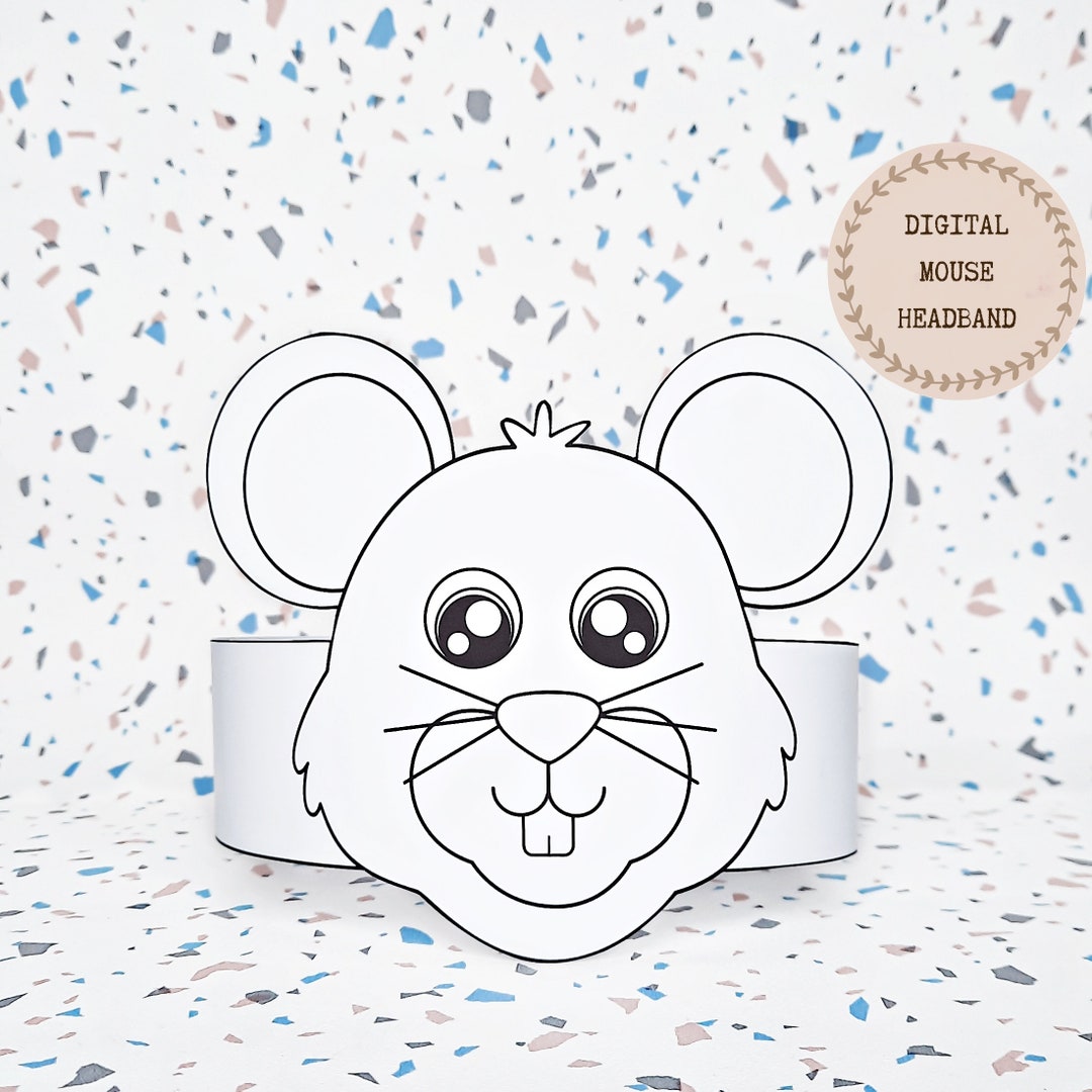Mouse Paper Coloring Crown, Animal Paper Hat for Kids, Instant Download ...