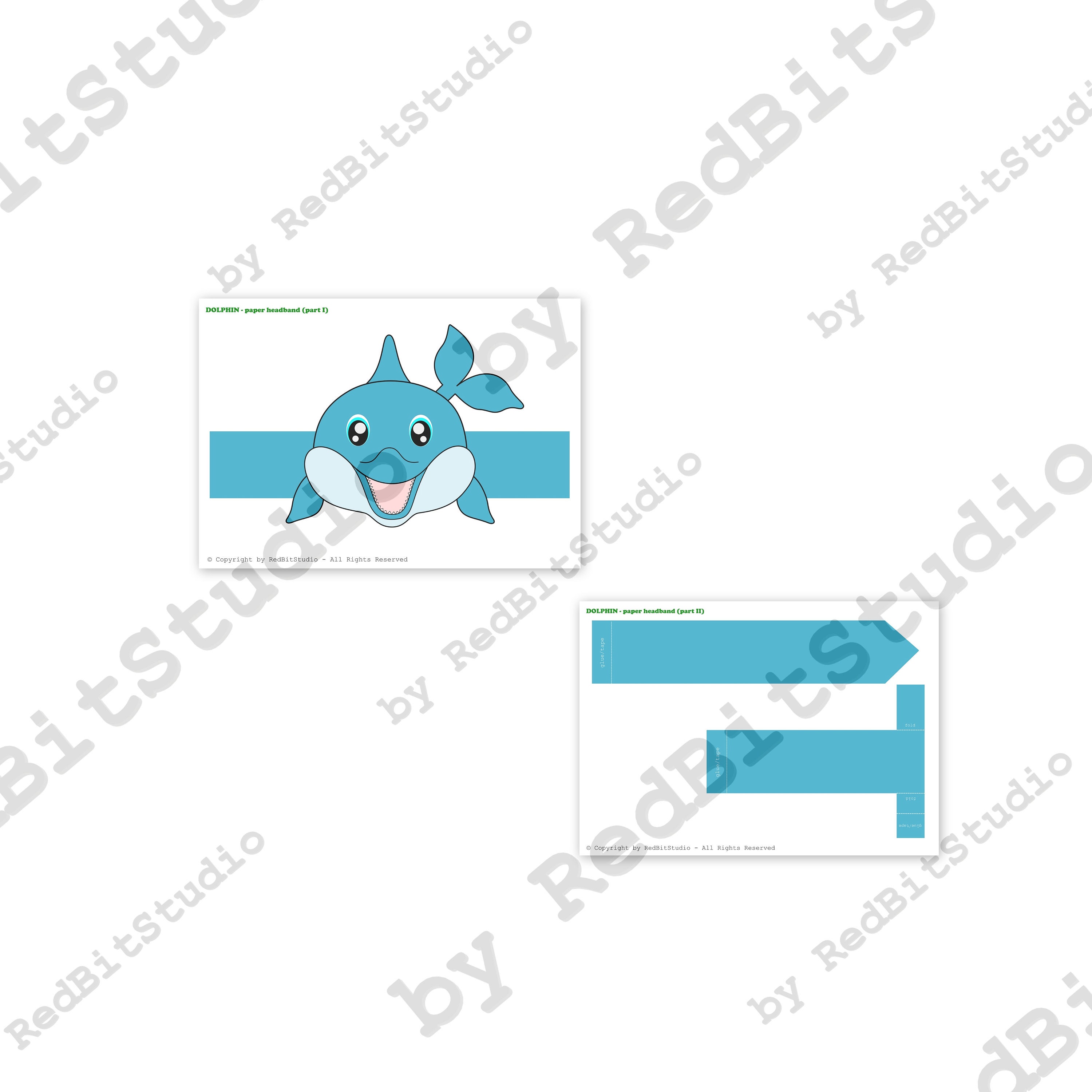 Dolphin Paper Crown, Animal Paper Hat for Kids, Instant Download Paper ...