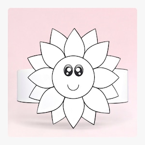 4 Flower Paper Coloring Crowns, Flower Paper Hats for Kids, Instant ...