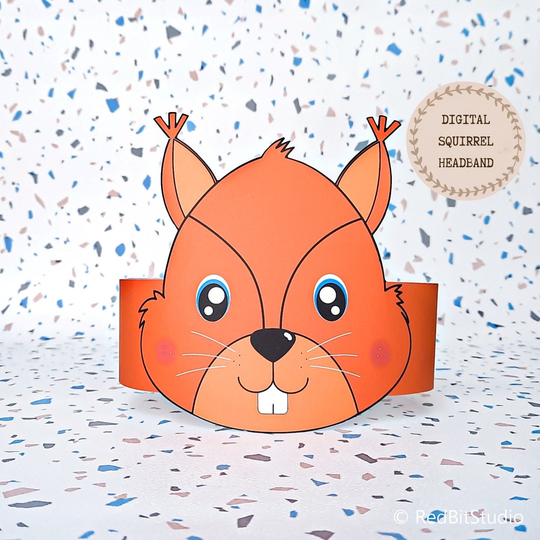 Squirrel Paper Crown, Animal Paper Hat for Kids, Instant Download Paper ...
