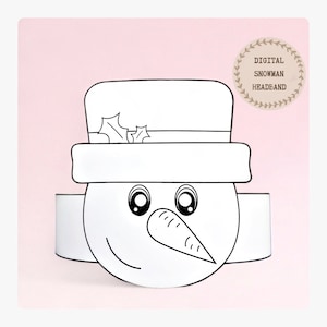 Snowman Paper Coloring Crown, Christmas Paper Hat for Kids, Instant ...
