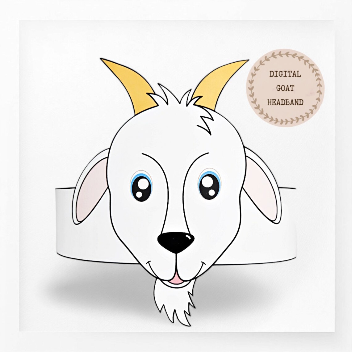 Goat Paper Crown, Animal Paper Hat for Kids, Instant Download Paper ...