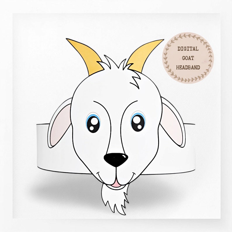 Goat Paper Crown, Animal Paper Hat for Kids, Instant Download Paper ...