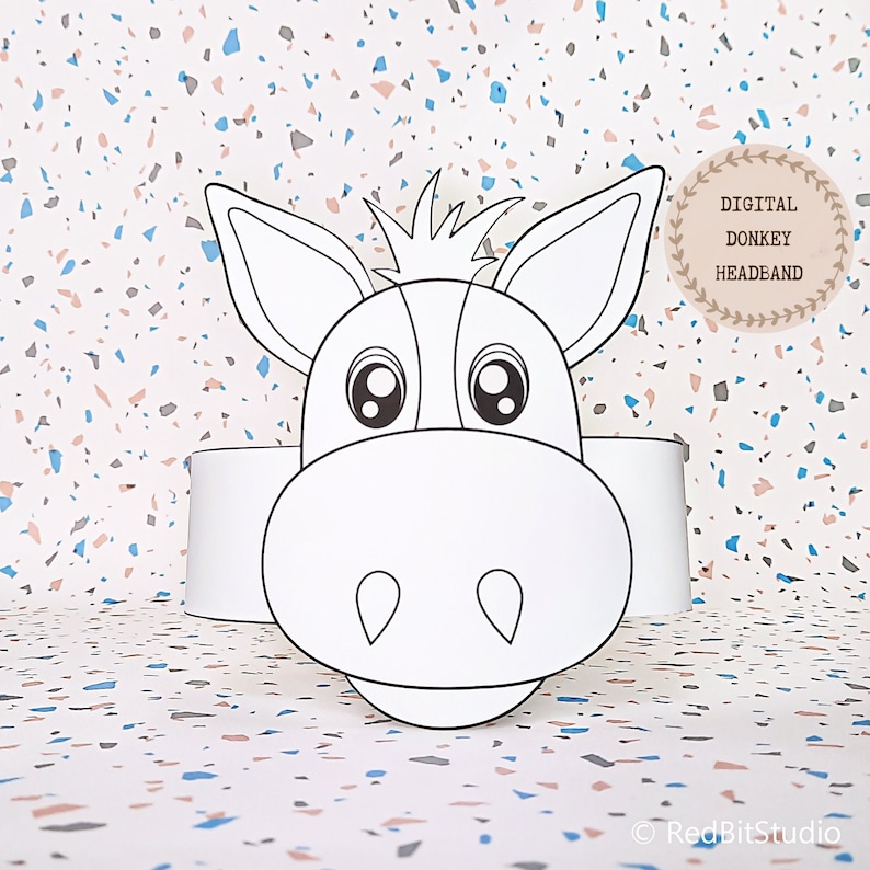 Donkey Paper Coloring Crown Animal Paper Hat for Kids - Etsy