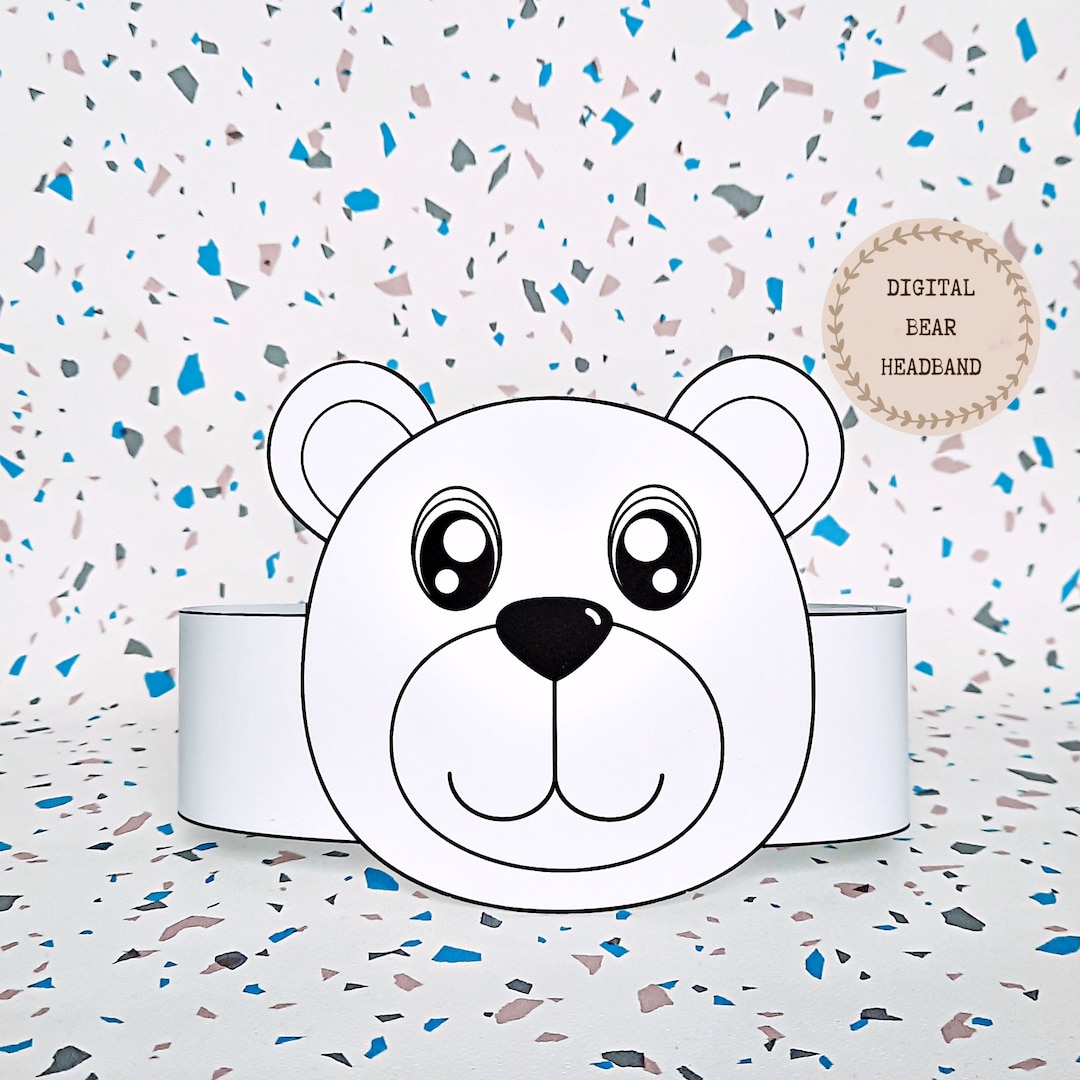 Bear Paper Coloring Crown, Animal Paper Hat for Kids, Instant Download ...
