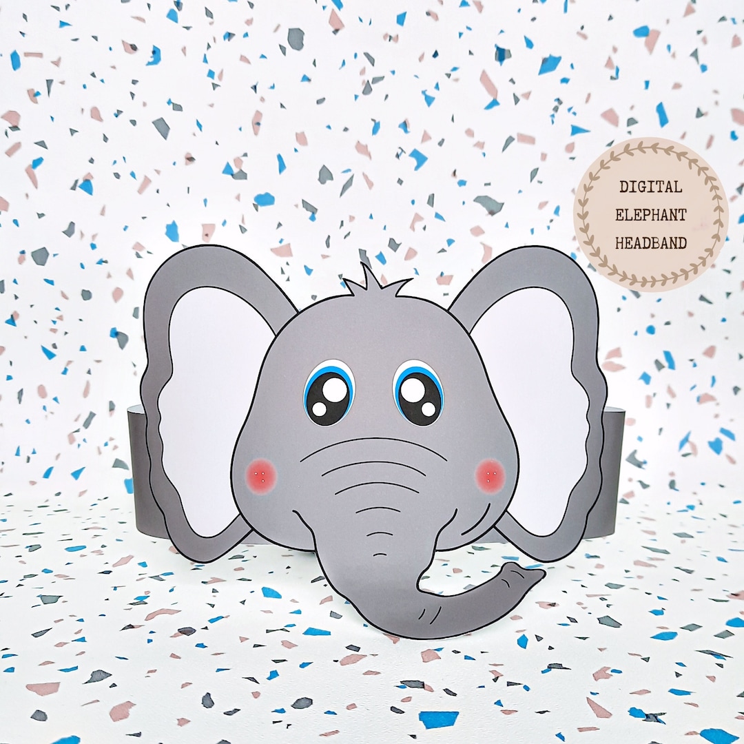 Elephant Paper Crown, Animal Paper Hat for Kids, Instant Download Paper ...