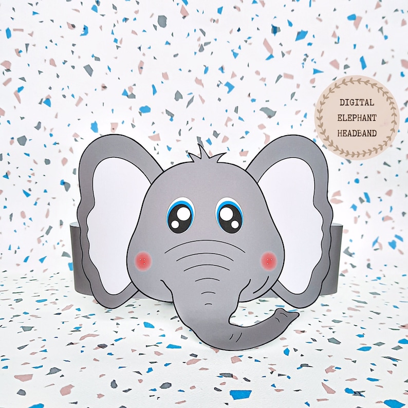 Elephant Paper Crown, Animal Paper Hat for Kids, Instant Download Paper ...
