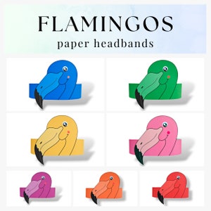 7 Flamingos Paper Crowns, Paper Hats for Kids, Instant Download Paper ...