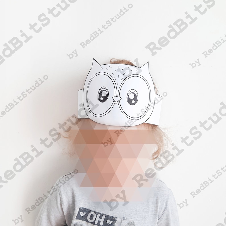 Owl Paper Coloring Crown, Animal Paper Hat for Kids, Instant Download ...
