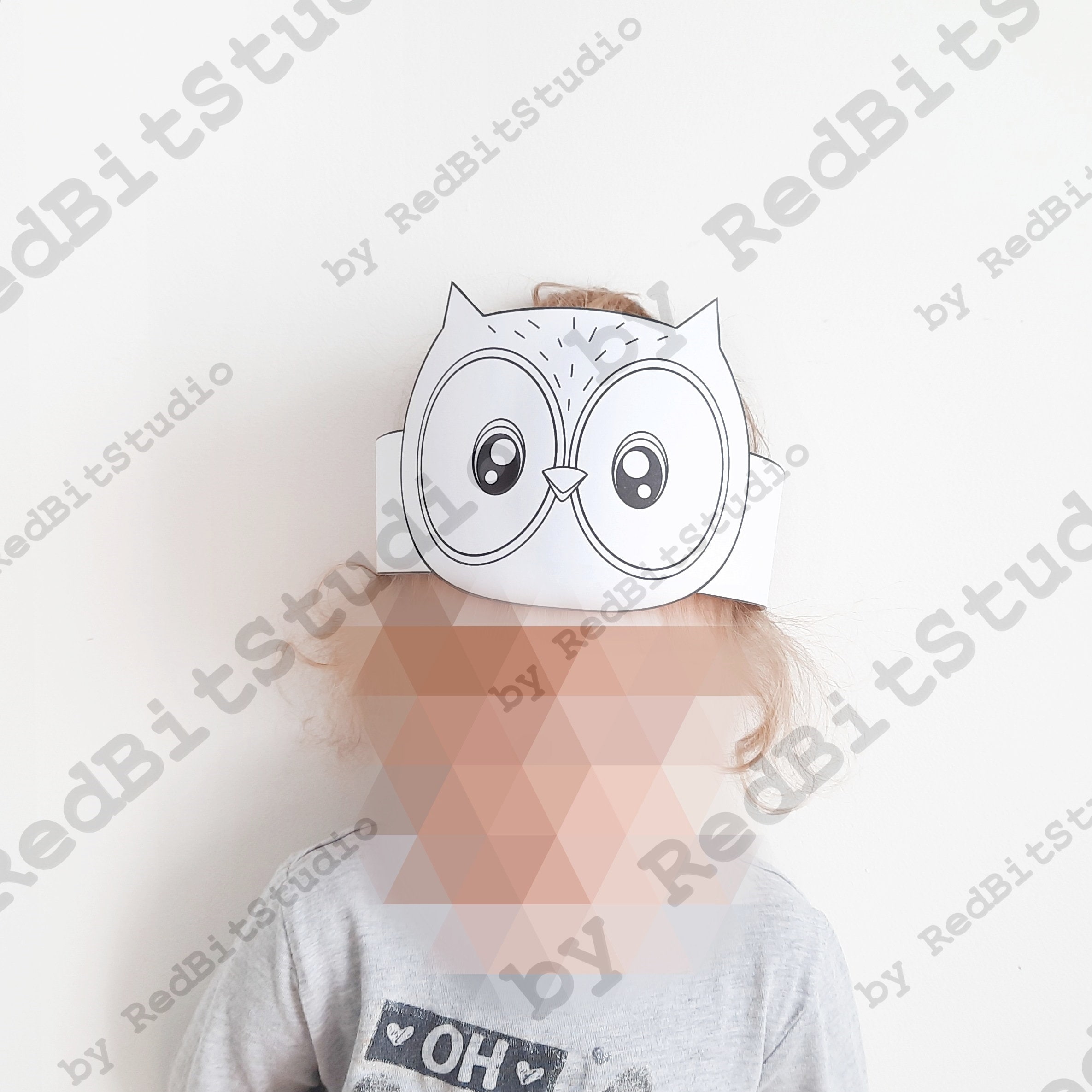 Owl Paper Coloring Crown, Animal Paper Hat for Kids, Instant Download ...